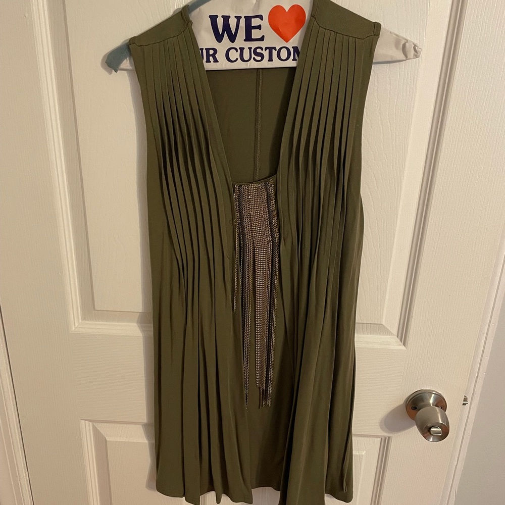 Olive Green Bebe Gold Chain Mini Dress - Gem